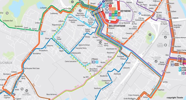 Plan du réseau de transport Tisséo du quartier – Saint Simon Environnement
